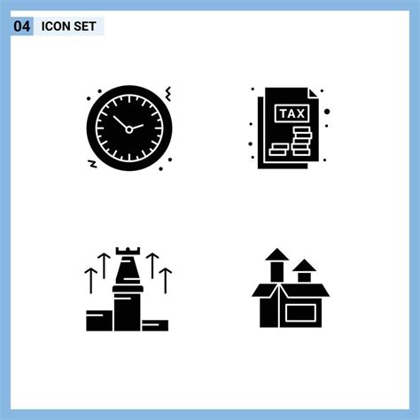 Set Of Vector Solid Glyphs On Grid For Christmas Up Time Income Tax Statement Chess Editable