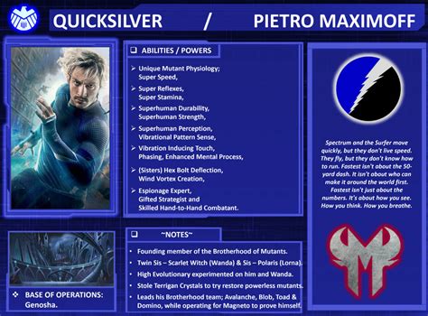Character Profile Quicksilver By Speedcam On Deviantart