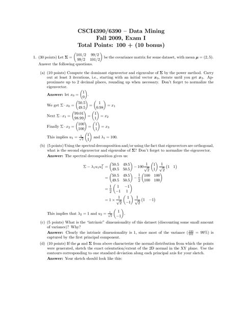 Exam 1 With Answers Key Database Mining Csci 4390 Docsity