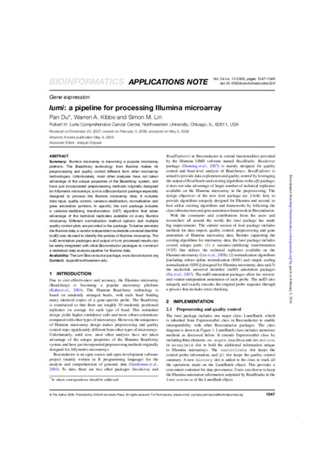 pdf lumi a pipeline for processing illumina microarray warren