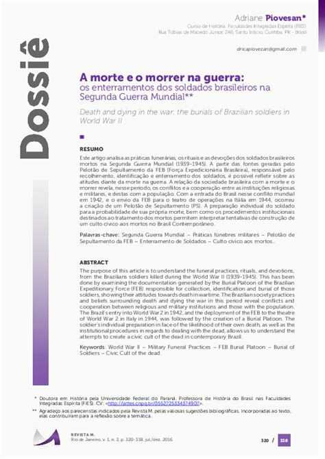 Pdf A Morte E O Morrer Na Guerra Os Enterramentos Dos Soldados