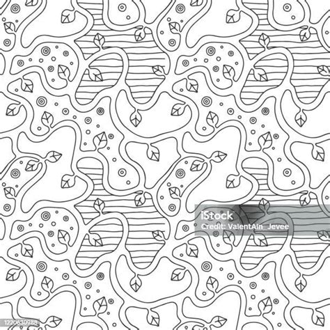 분기 잎 점으로 원활한 벡터 흑백 손으로 그린 패턴 추상 무한 트리입니다 그래픽 무색 일러스트레이션입니다 직물 배경 벽지 포장 포장을위한 인쇄 검은색에 대한 스톡 벡터 아트