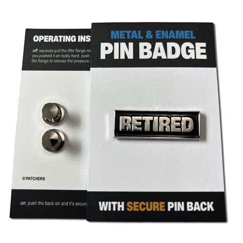Metal And Enamel Retired Pin Badge With Secure Locking Backs Patchers