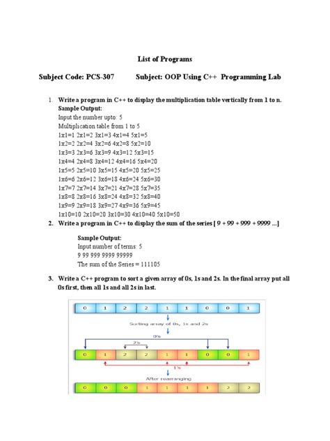 A Collection Of Programming Exercises For Object Oriented Programming