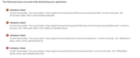 Ios App Store Connect Validation Failed Due To Embedded Framework Contains Bitcode How To
