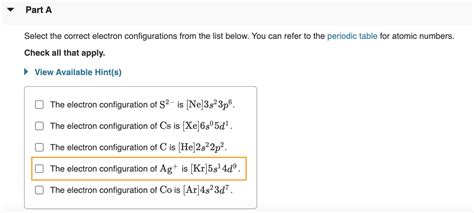 Solved Part A Select The Correct Electron Configurations