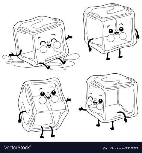 Cute Ice Cube Characters Royalty Free Vector Image