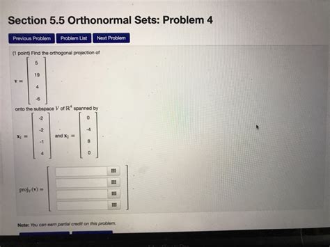 Solved Section 5 5 Orthonormal Sets Problem 3 Previous