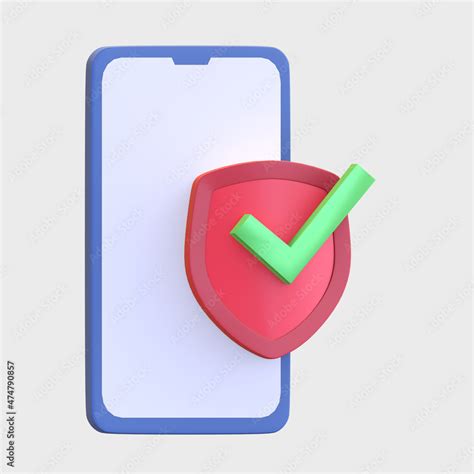 Smartphone Data Protection Lock With Shield And Check Mark Icon D Render Illustration Stock