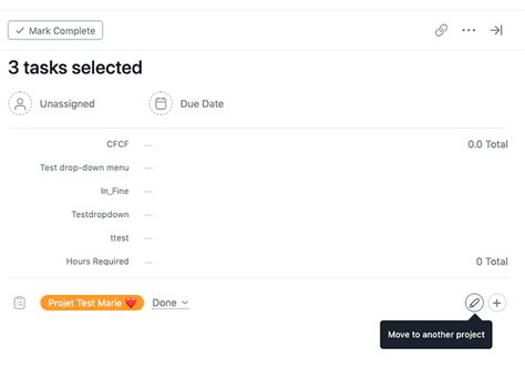 cannot move sections and associated tasks from one project to another