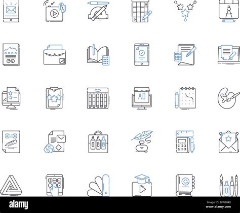 Visual Scheming Line Icons Collection Composition Arrangement Layout