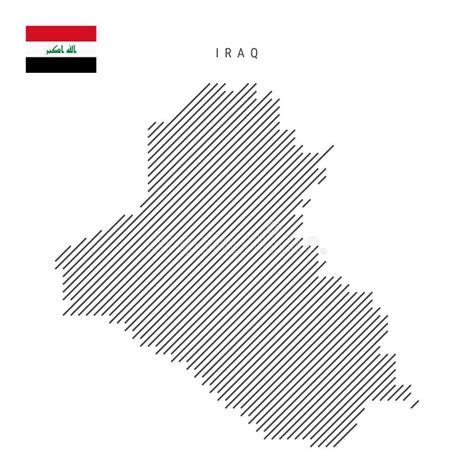 Iraq Map From Pattern Of Black Slanted Parallel Lines Flat Vector