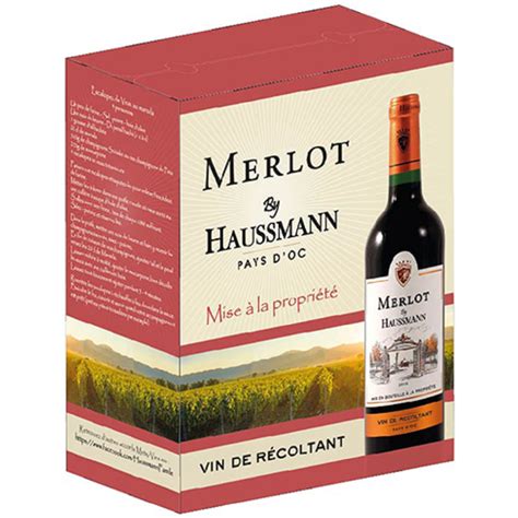 IGP Pays-d'Oc Merlot by Hausmann rouge 3L pas cher - Auchan.fr