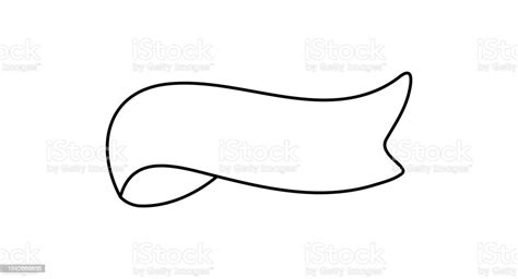 선 리본 배너 아이콘 웹 디자인 요소입니다 손으로 그린 벡터 그림입니다 비즈니스 인사말 카드 및 휴일 복사 공간을 위한 텍스트를 위한 장소 고급에 대한 스톡 벡터 아트 및