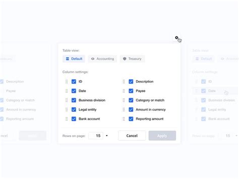 Table View Settings