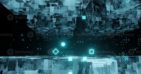 Abstract Background Using A Technology Theme With A Pattern Of Bright Blue Lines Polygons And