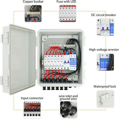 Buy Solar Combiner Box String PV Combiner Box With Lightning Arrester A DC Fuse With Led