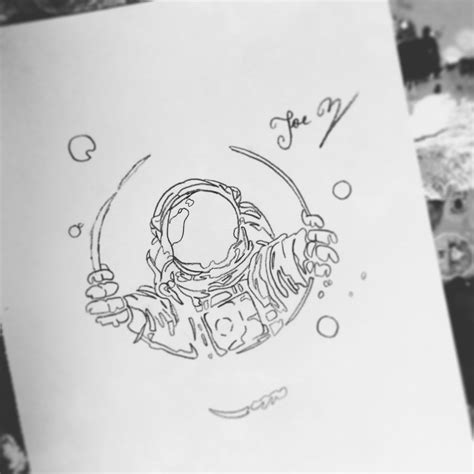 Download One Single Line Drawing Of Space Man Astronaut Exploring Cosmic Galaxy Flying In Front