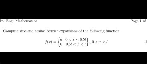 Iv Eng Mathematics Page 1 Of Compute Sine And Cosine Fourier