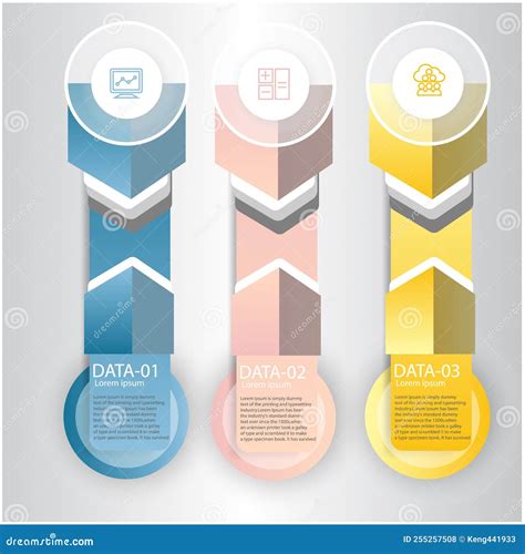Infographic Rectangle And Circle Shape And Idea Data Vector Template Process Concept Step For