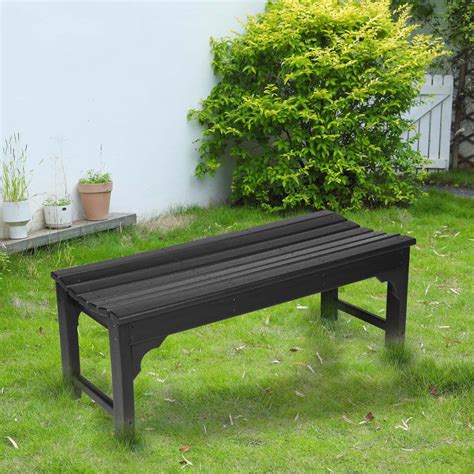 Reviews For Black Outdoor Backless Hdpe Garden Bench 2 Person Seat