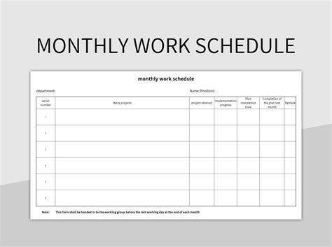 Excel Work Schedule Template Monthly