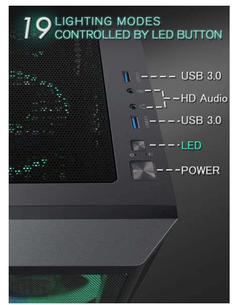 Musetex Mid Tower Atx Pc Case With Argb Fans Mesh Computer Gaming Casetw S B Computer Cases