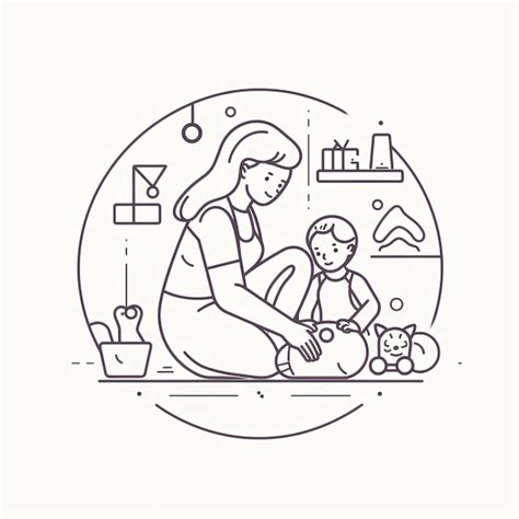 Ilustración De Una Madre Y Su Hijo Jugando Con Juguetes Foto Premium