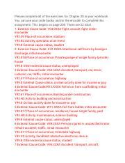 Workbook External Causes Of Morbidity Docx Please Complete All Of The Exercises For Chapter