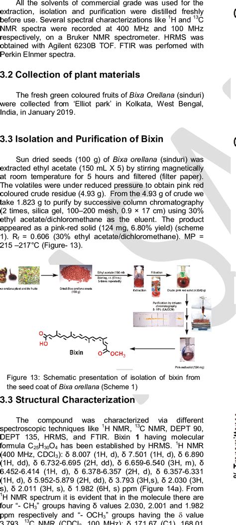 A 1 H Nmr And 14b 13 C Nmr Spectroscopy Of Bixin 1 Download