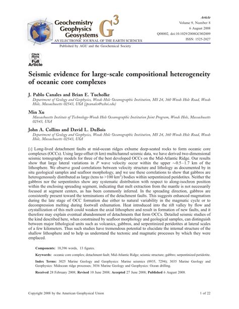 Pdf Seismic Evidence For Large Scale Compositional Heterogeneity Of Oceanic Core Complexes