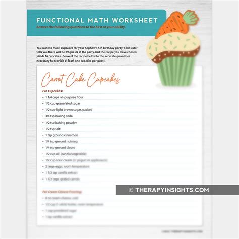 Functional Math Worksheet Adult And Pediatric Printable Resources For