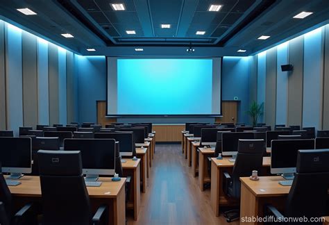 Modern Computer Classroom For Adult Education Stable Diffusion Online