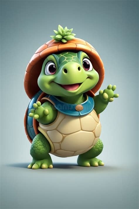 A 3d Image Of A Turtle With A Shell Hat On Stock Illustration Illustration Of Cartoon