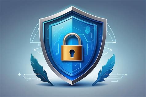 A Shield With A Padlock On It And A Blue Background With A Gold Padlock Premium Ai Generated Image