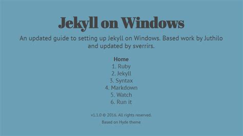 introduction · jekyll 3 on windows