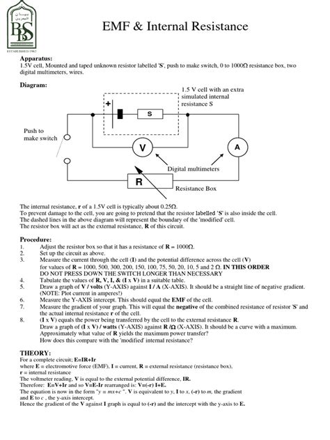 Internal Resistance Lab Download Free Pdf Resistor Electrical