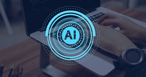 Image Of Ai Data Processing Over Caucasian Woman Using Computer Stock Image Image Of