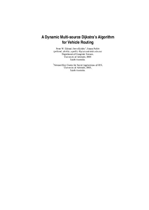 Pdf A Dynamic Multi Source Dijkstras Algorithm For Vehicle Routing