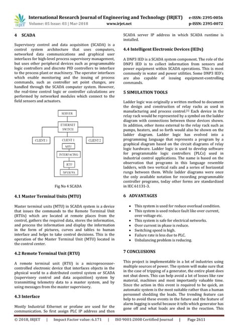 Irjet Automatic Load Balancing And Phase Balancing By Plc And Scada
