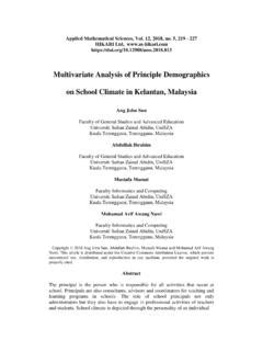 Multivariate Analysis Of Principle Demographics On School Multivariate Analysis Of