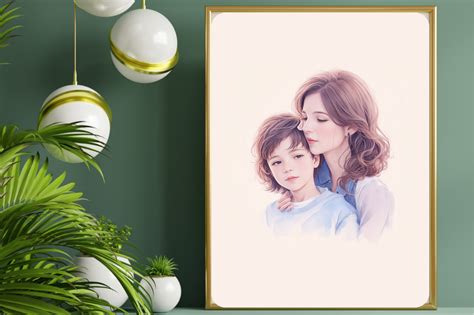 Watercolor Drawing Of Mom And Son Graphic By Creative Designs