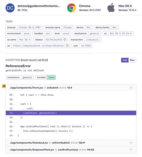 Javascript Error And Performance Monitoring Sentry