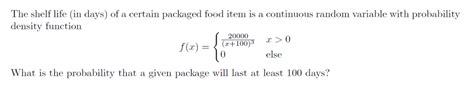 Solved The Probability Density Function For A Continuous Chegg