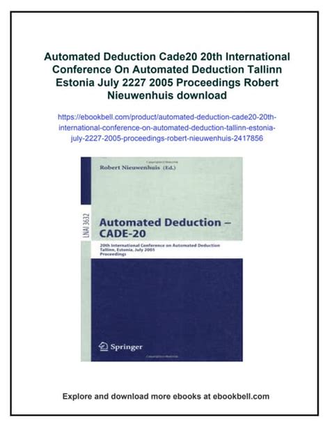 Automated Deduction Cade20 20th International Conference On Automated