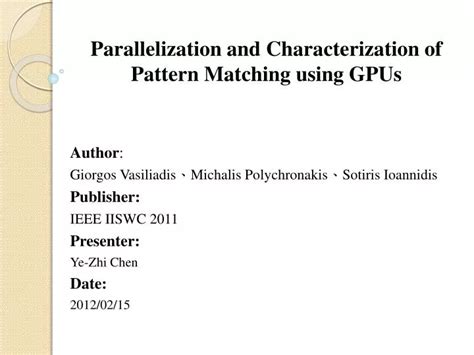 ppt parallelization and characterization of pattern matching using