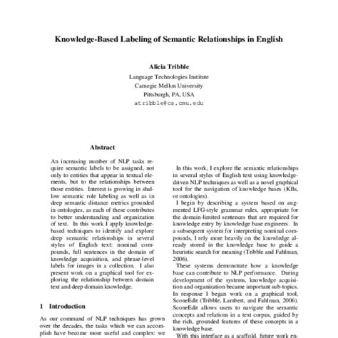 Knowledge Based Labeling Of Semantic Relationships In English Acl Anthology
