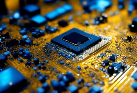 Pulses Yellow Computer Chip Blue Technology Electronic Chips Digital