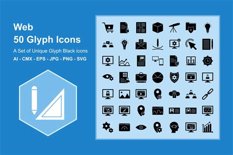 Web Glyph Icon Set Graphic By JM Graphics Creative Fabrica