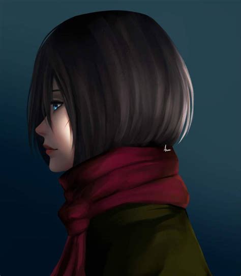 Download Mikasa Cute Side View Profile Wallpaper